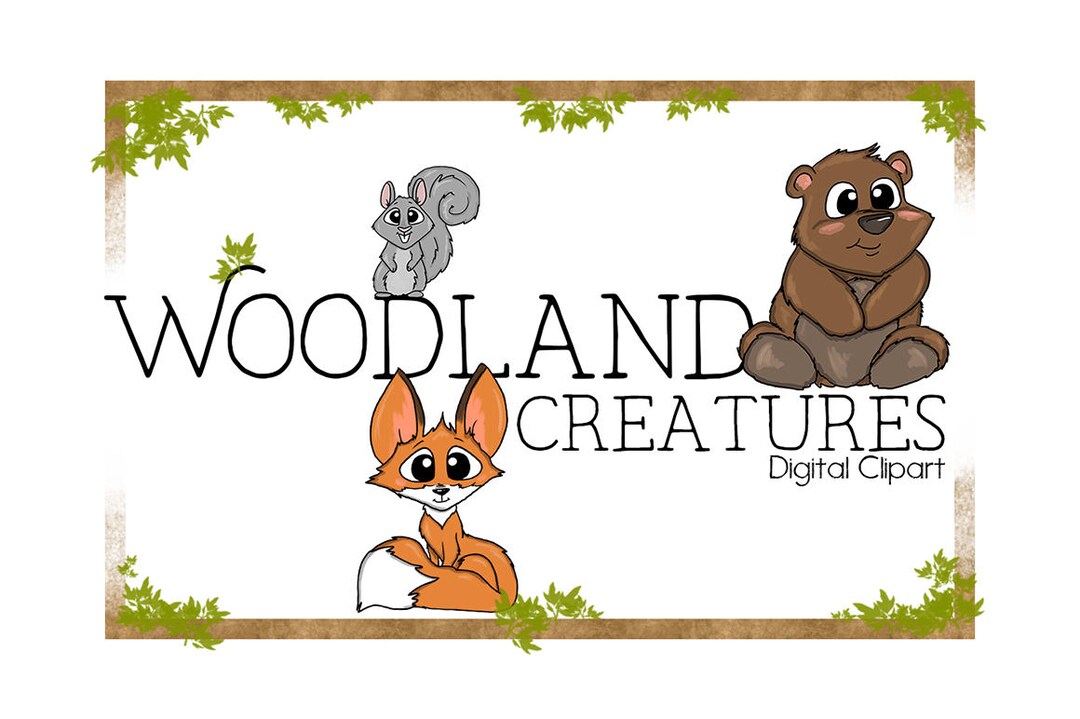 Woodland Clipart-digital Clipart-animal Clipart-cute-cartoon-forest ...