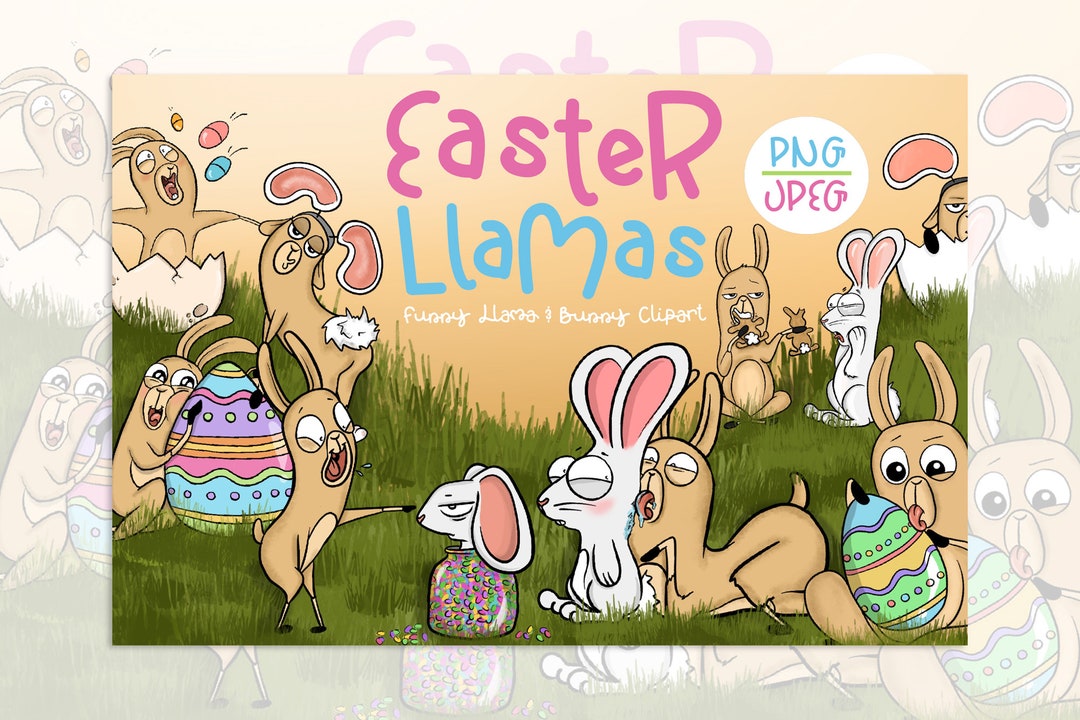 Easter Llama Clipart, Llama Clipart, Sprint Clipart, Cartoon Sticker ...
