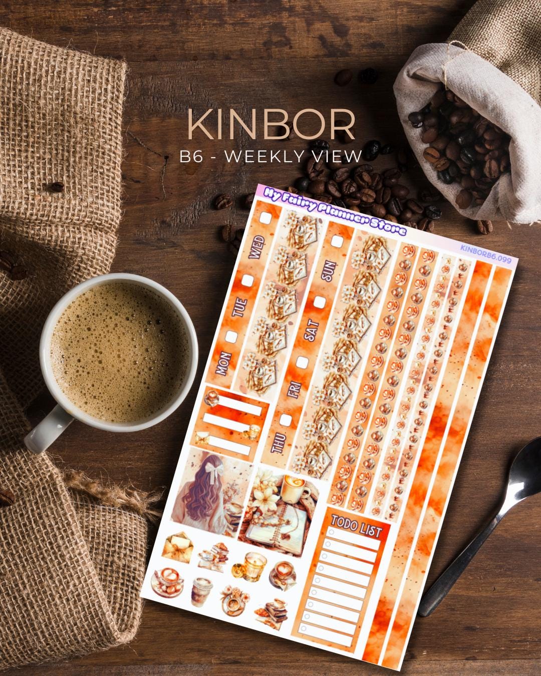 KINBOR B6, WEEKS - Sweet Coffee Time - Kinbor Weekly View - B6 Planner ...