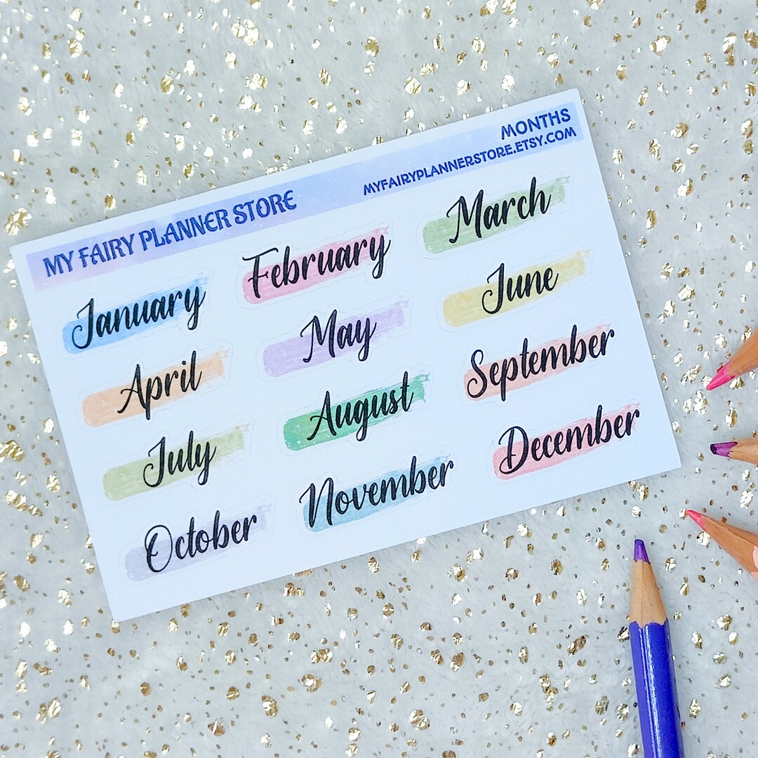 MONTHLY NAME - Stickers, Decoration, Journaling, Planner Stickers ...