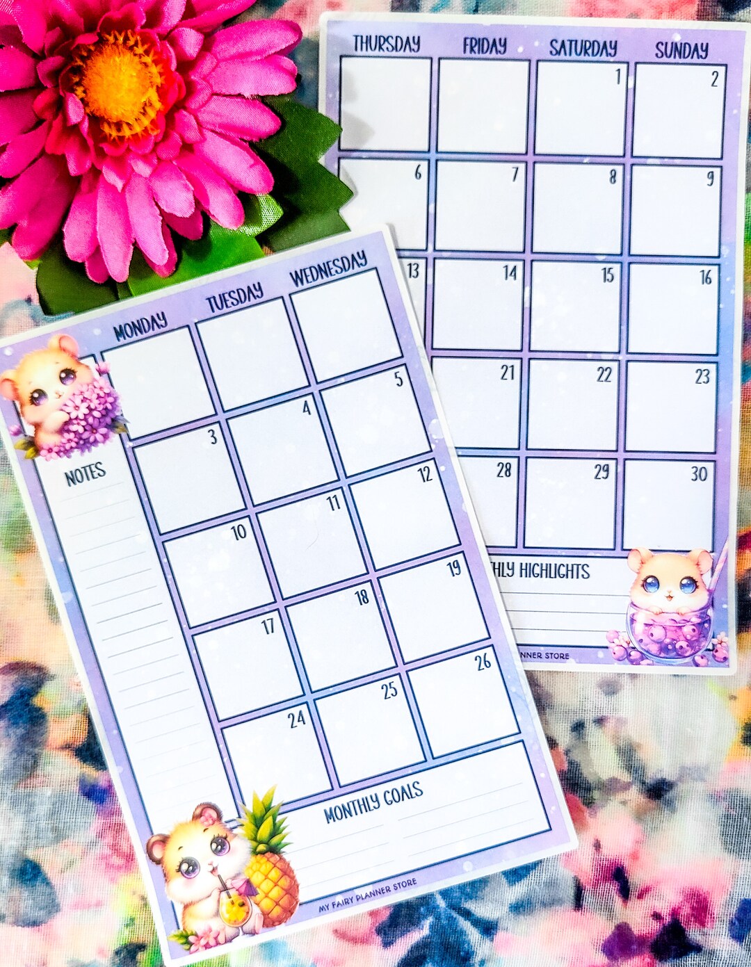 TIME FOR CUDDLES - Monthly View - Full Page Stickers - Ringbound ...