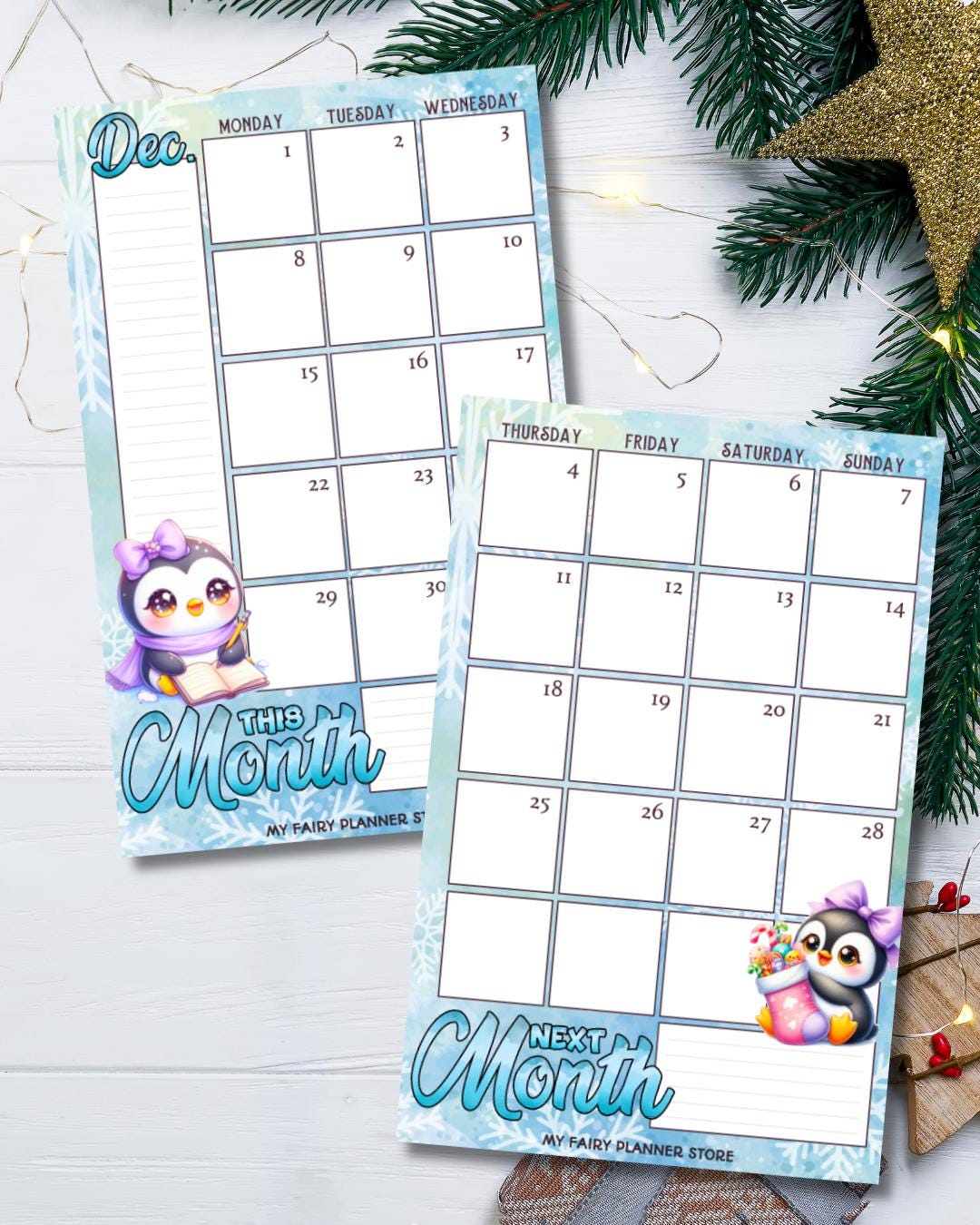 PIXIE WINTER WONDERLAND - Month - Full Page - Ringbound Planner - Happy ...
