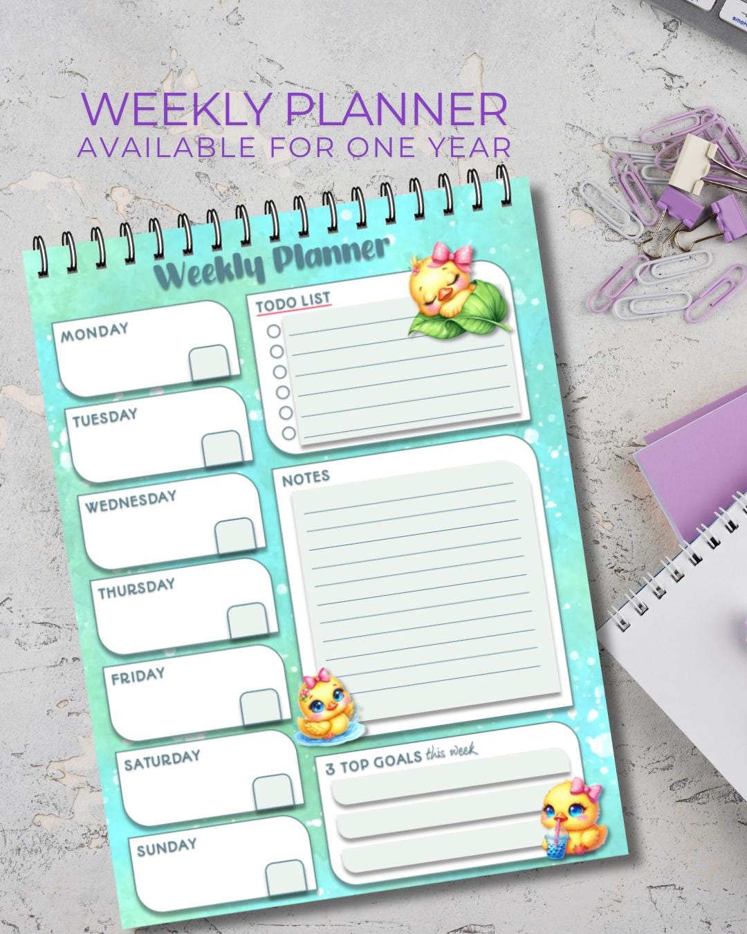 BUBBLES THE DUCK - Weekly Planner - Planning Time - Spring - Undated ...