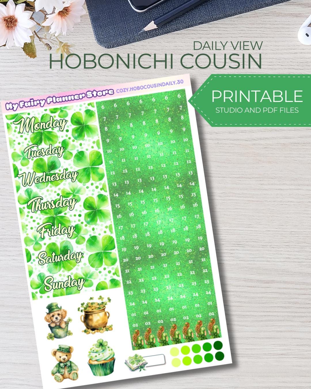 PRINTABLE HOBONICHI COUSIN - Daily View - Oh so Lucky - Hobonichi ...