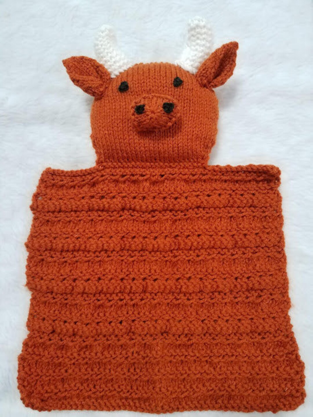 Knitted Longhorn Lovey Blanket - Etsy Hong Kong