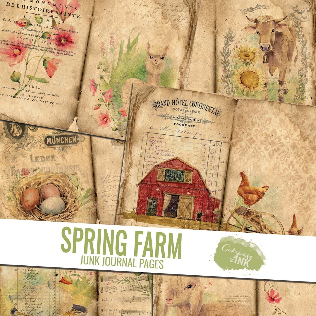 Spring Junk Journal Kit, Spring Farm Junk Journal Pages, Junk Journal ...