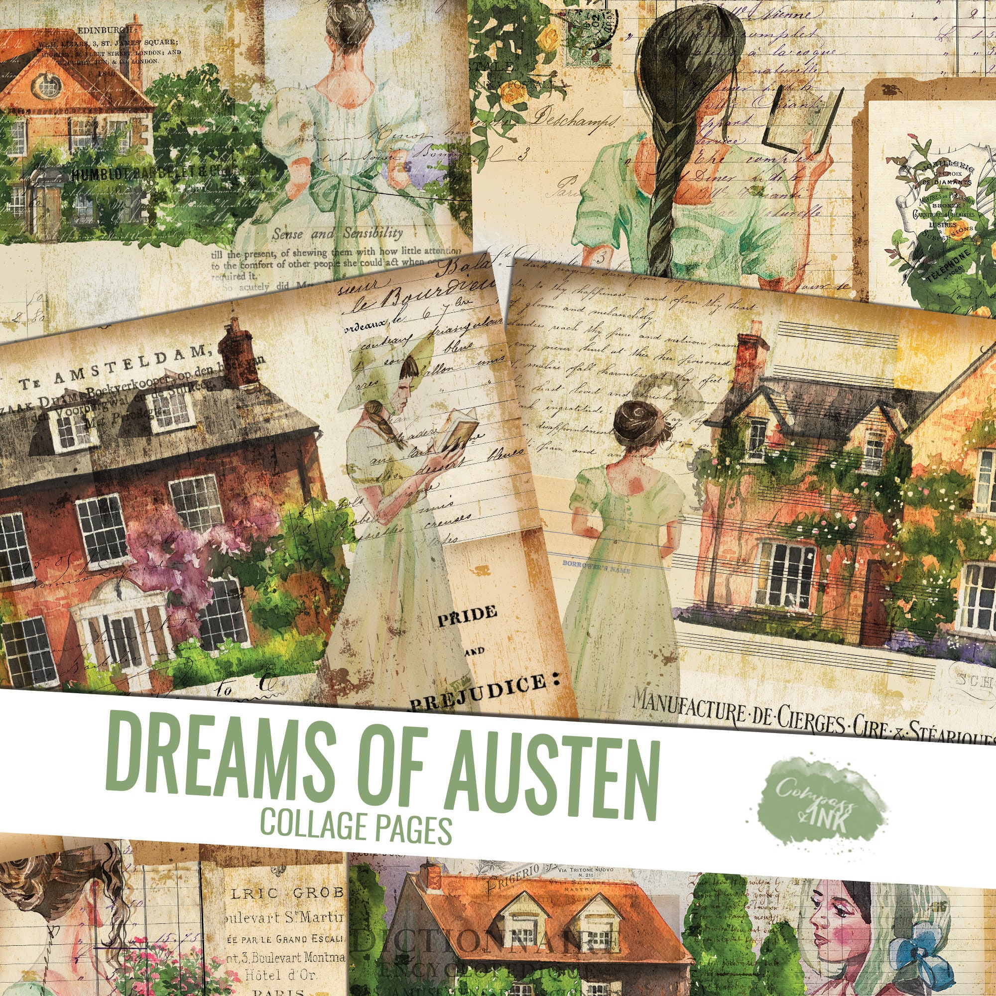 Jane Austen Junk Journal Kit Regency Journal Collage Pages - Etsy