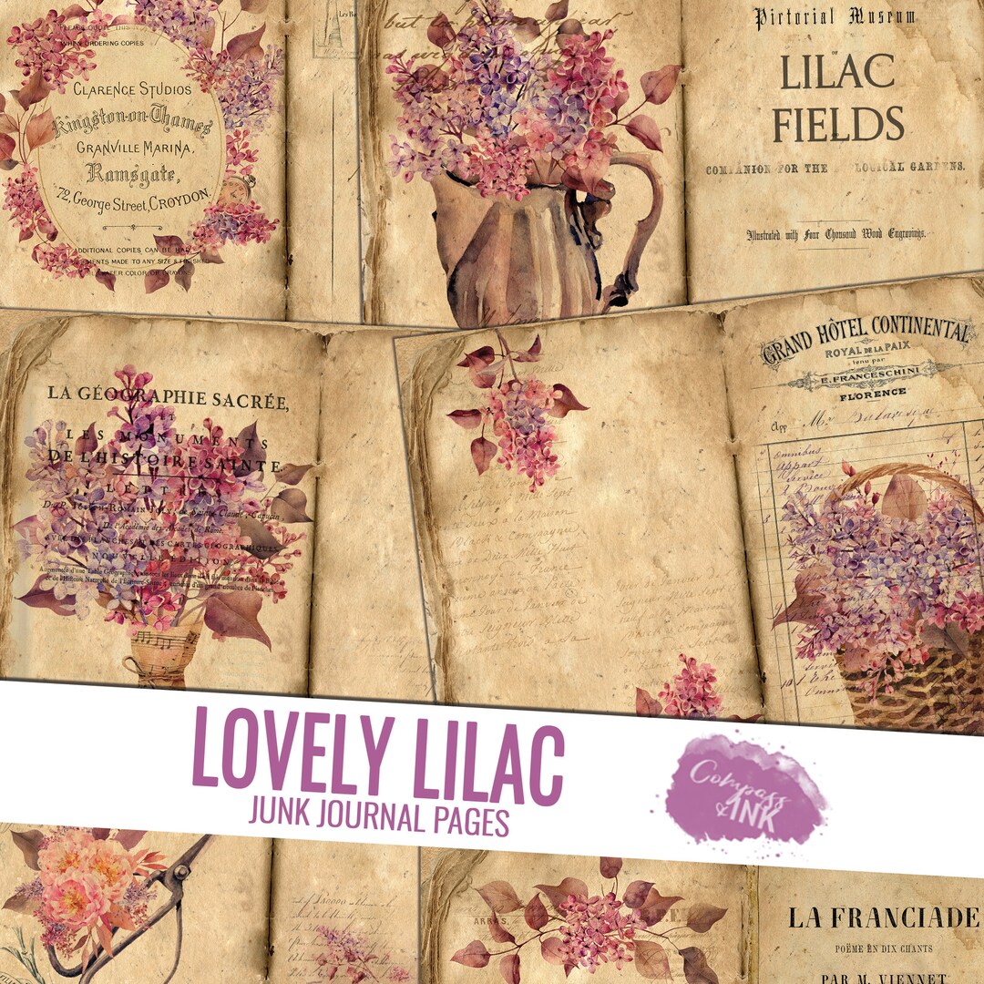 Lilac Flower Junk Journal Kit, Lovely Lilac Journal Pages, Junk Journal ...