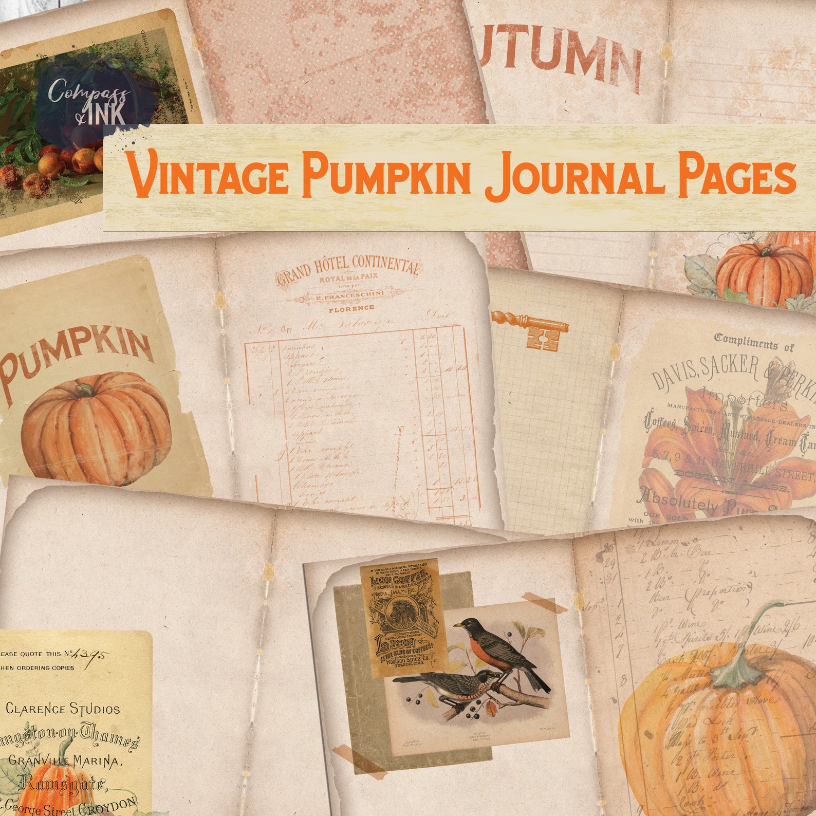 Vintage Pumpkin Junk Journal Pages Autumn Pumpkin Journal - Etsy