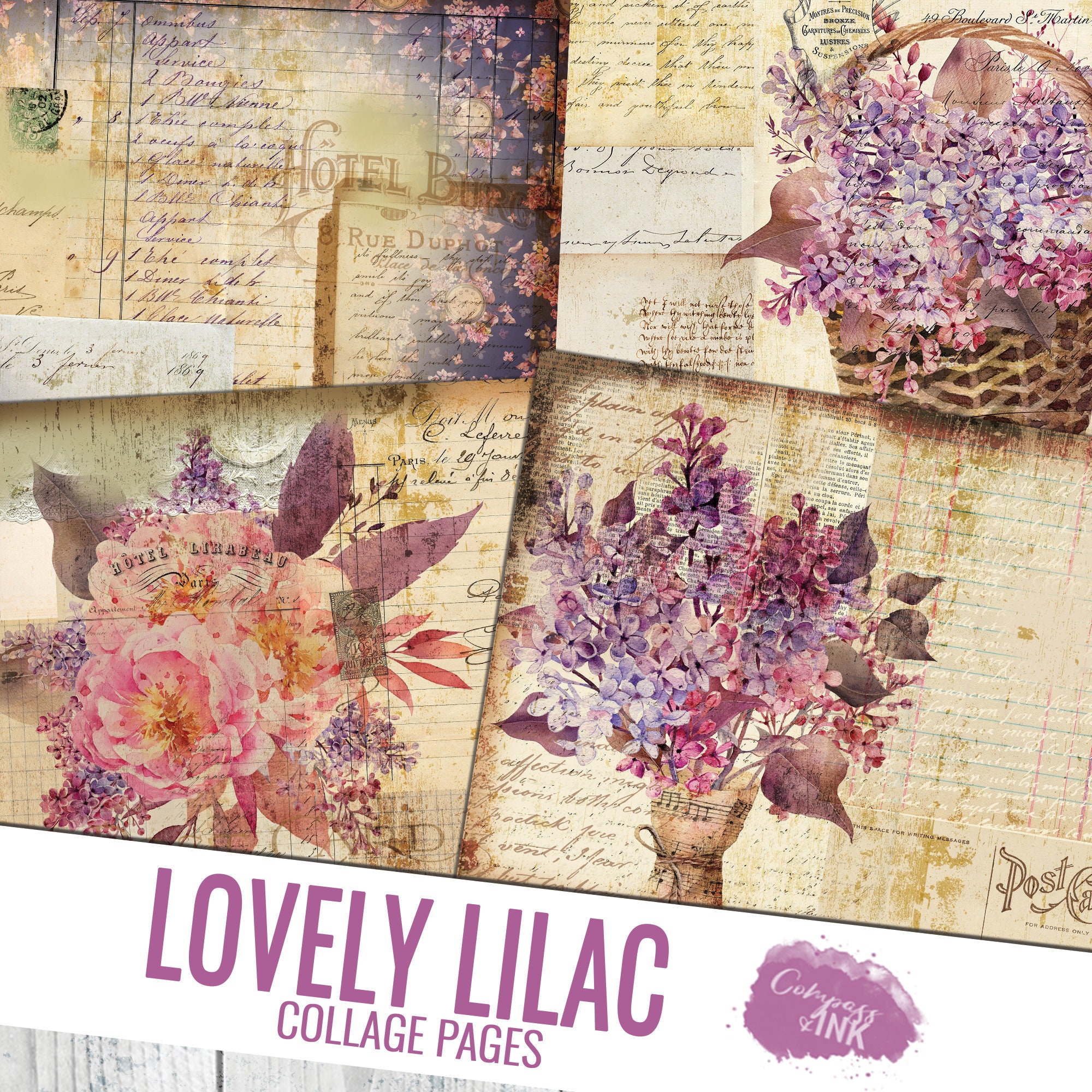 Vintage Lilac Flower Junk Journal Kit Lovely Lilac Collage - Etsy
