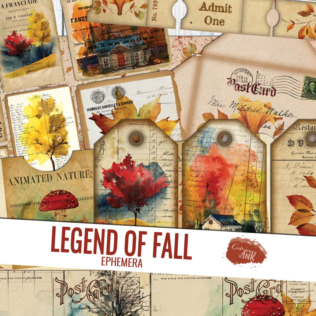 Junk Journal Ephemera, Fall Ephemera Kit, Junk Journal Kit, Autumn ...