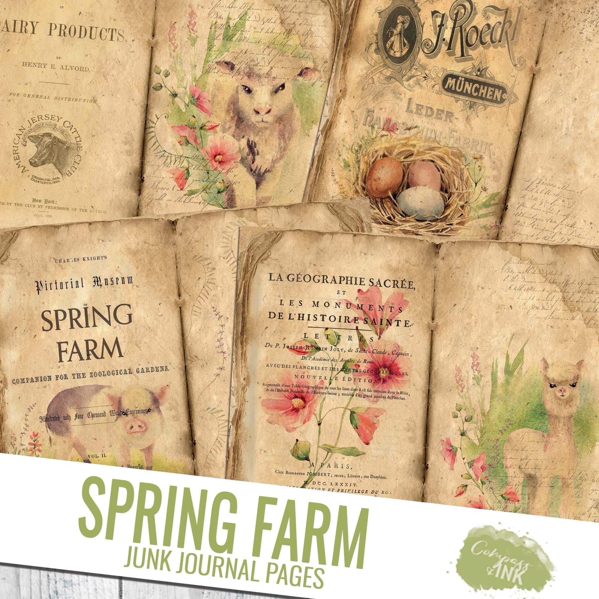 Spring Junk Journal Kit Spring Farm Junk Journal Pages Junk - Etsy