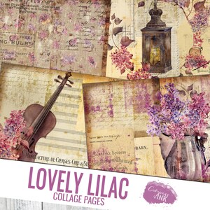 Vintage Lilac Flower Junk Journal Kit, Lovely Lilac Collage Pages, Junk ...