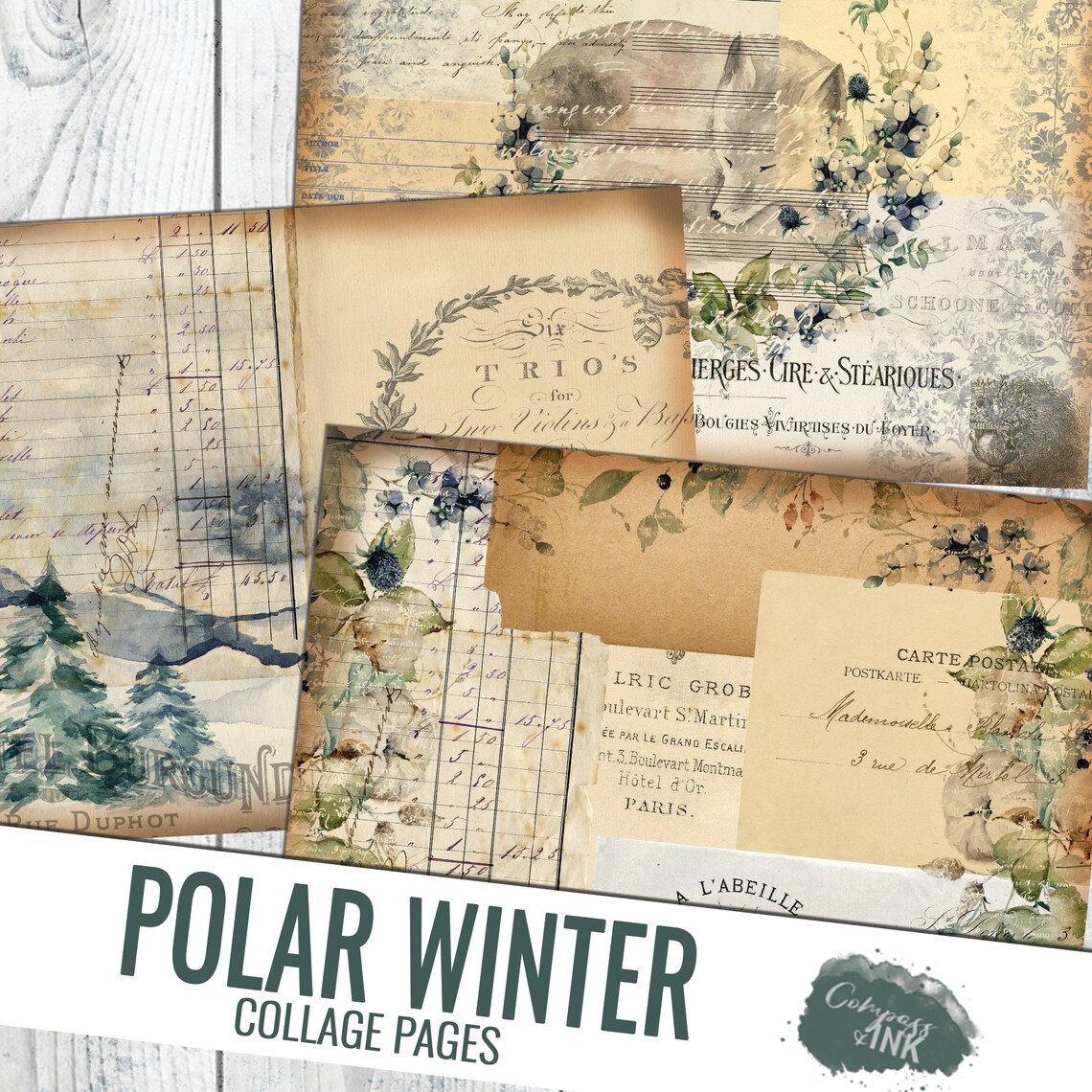 Winter Junk Journal Collage Pages Polar Winter Junk Journal | Etsy