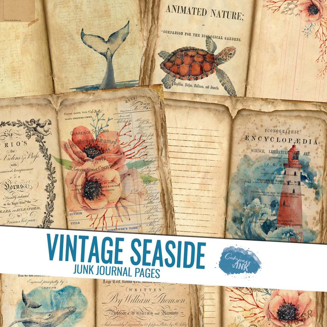 Ocean Junk Journal Kit, Vintage Seaside Junk Journal Pages, Junk ...