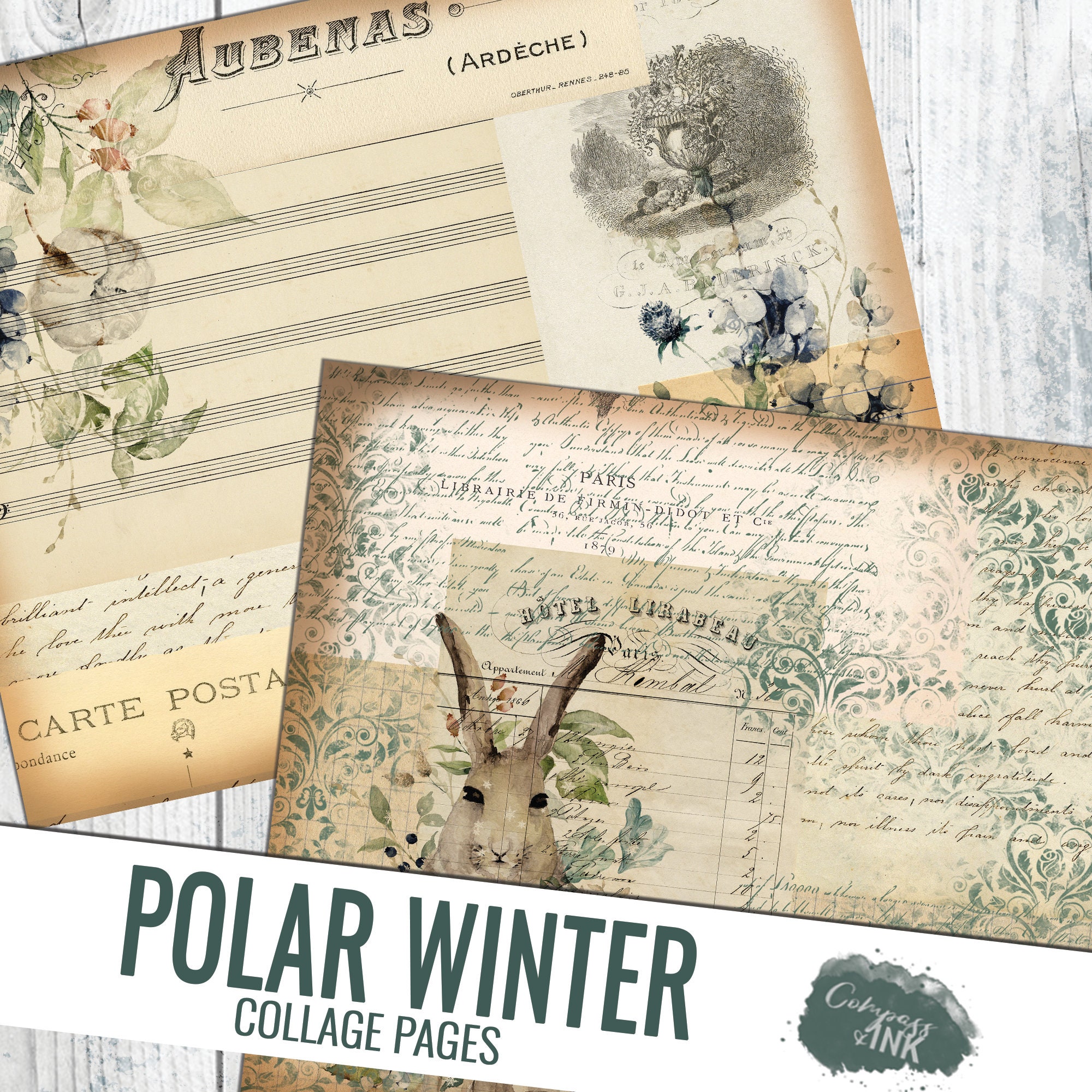 Winter Junk Journal Collage Pages Polar Winter Junk Journal | Etsy
