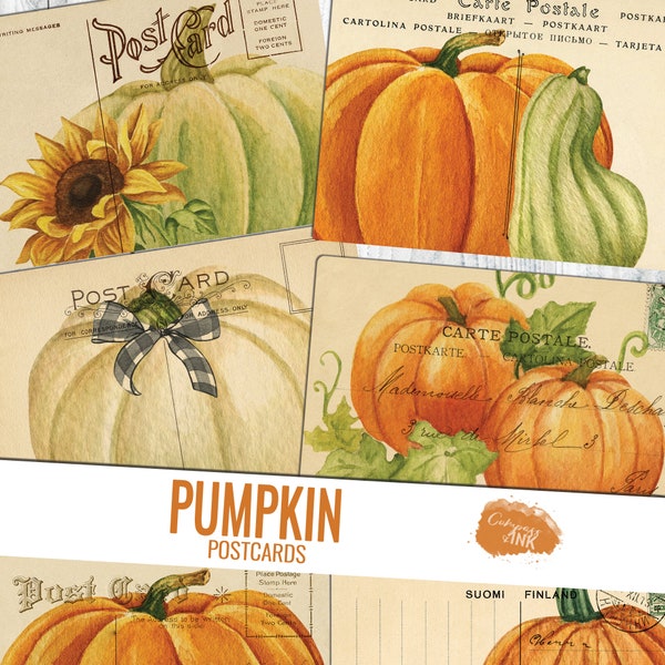 Printable Pumpkin Postcard - Etsy