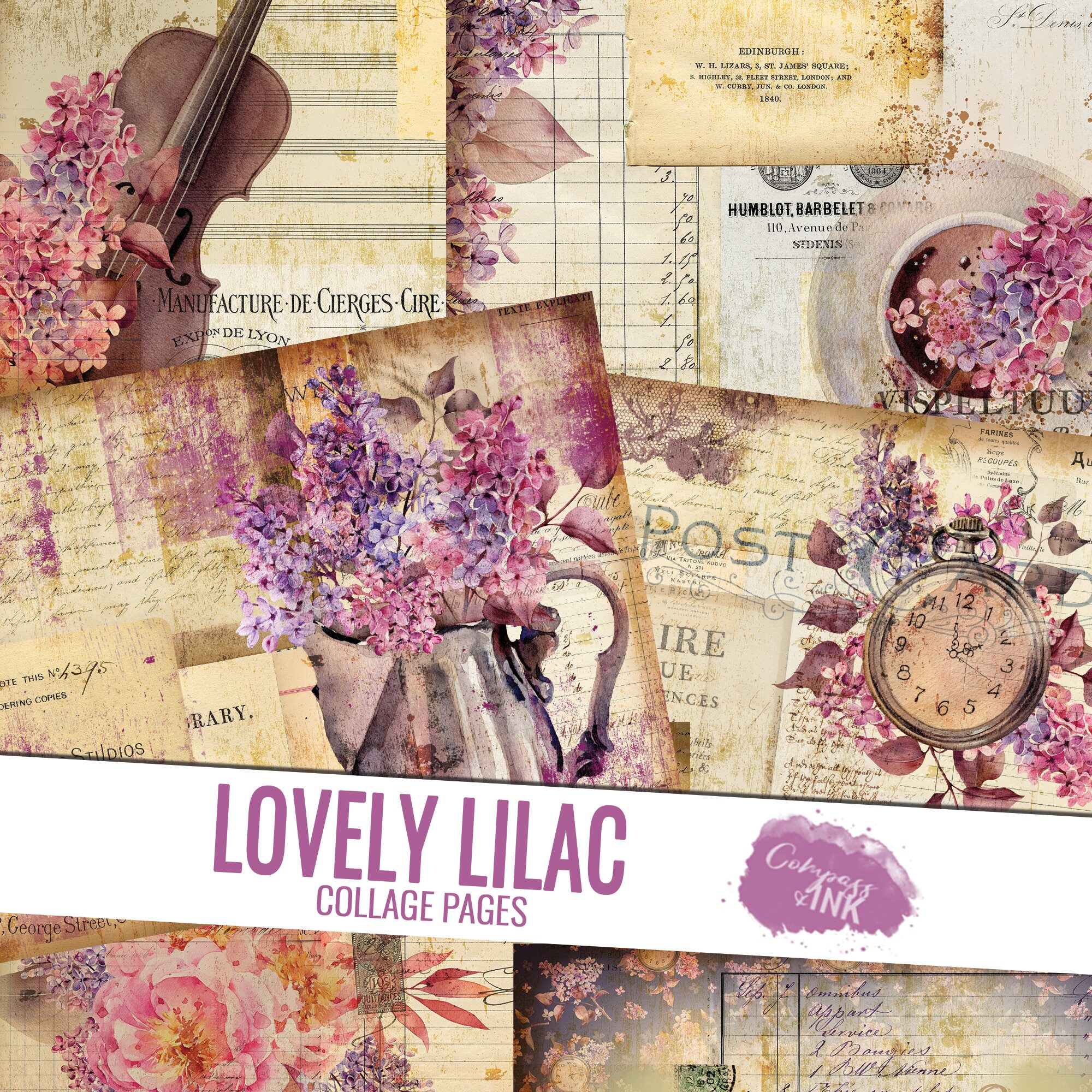 Vintage Lilac Flower Junk Journal Kit Lovely Lilac Collage - Etsy
