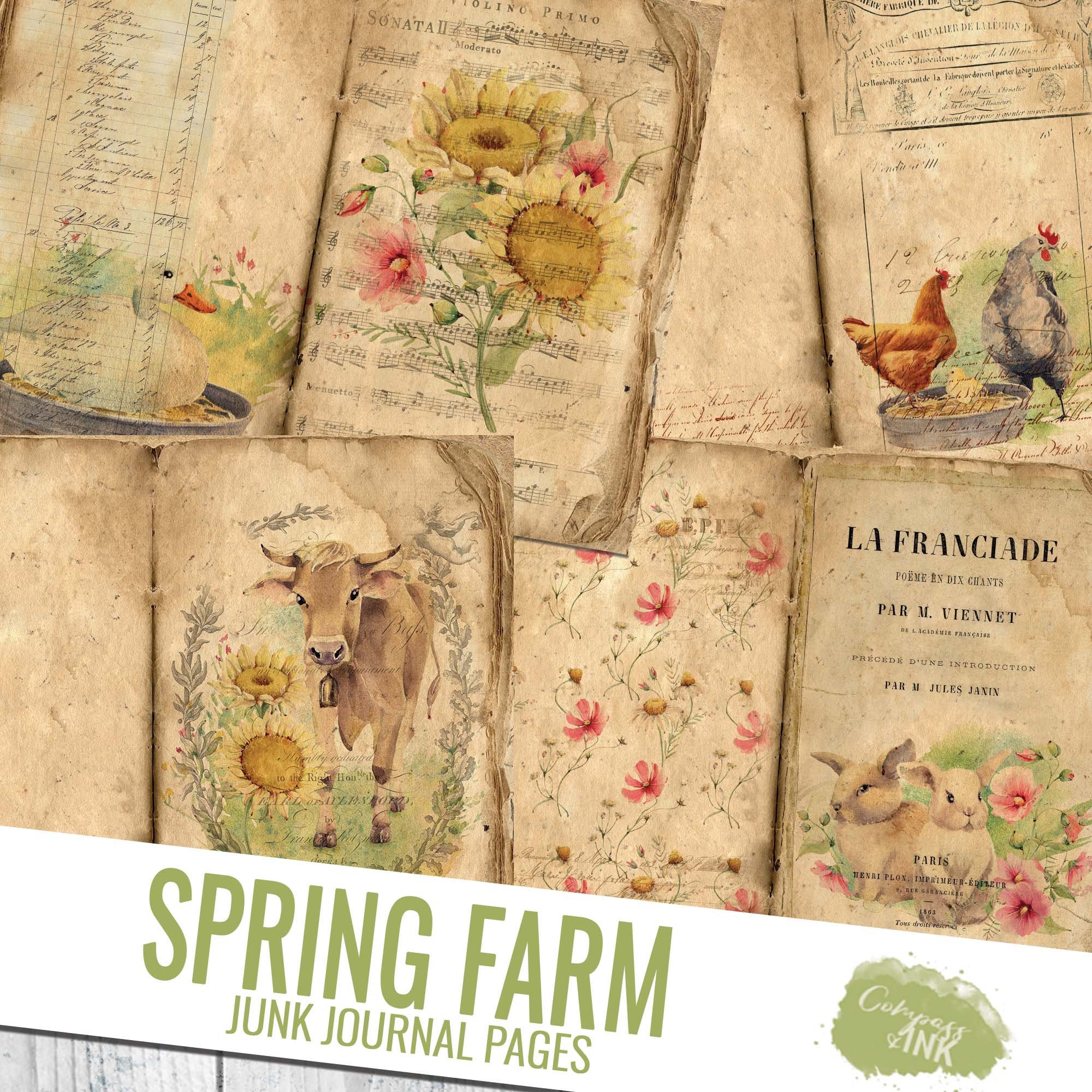 Spring Junk Journal Kit Spring Farm Junk Journal Pages Junk - Etsy