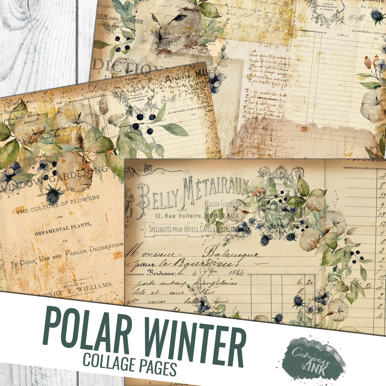 Winter Junk Journal Collage Pages Polar Winter Junk Journal | Etsy