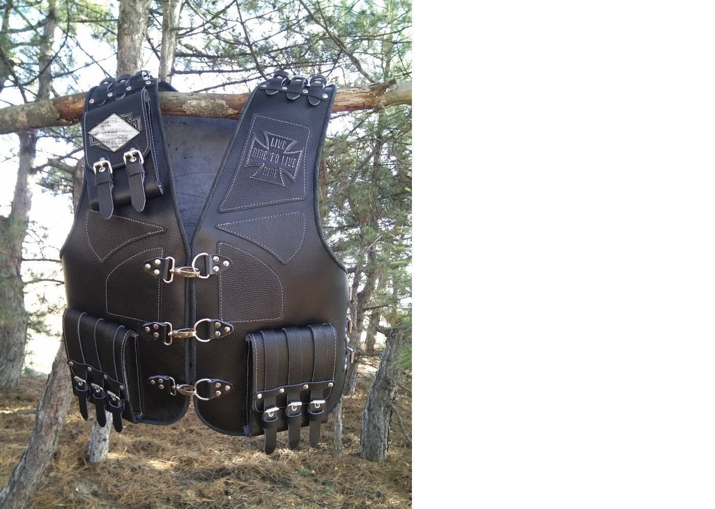 Motorcycle Vest Leather Vest Chopper Vest Biker Kutte Moto - Etsy