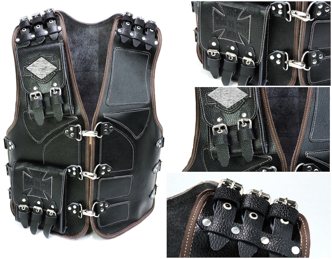 Leather Vest Motorcycle Vest Chopper Vest Biker Kutte Moto - Etsy