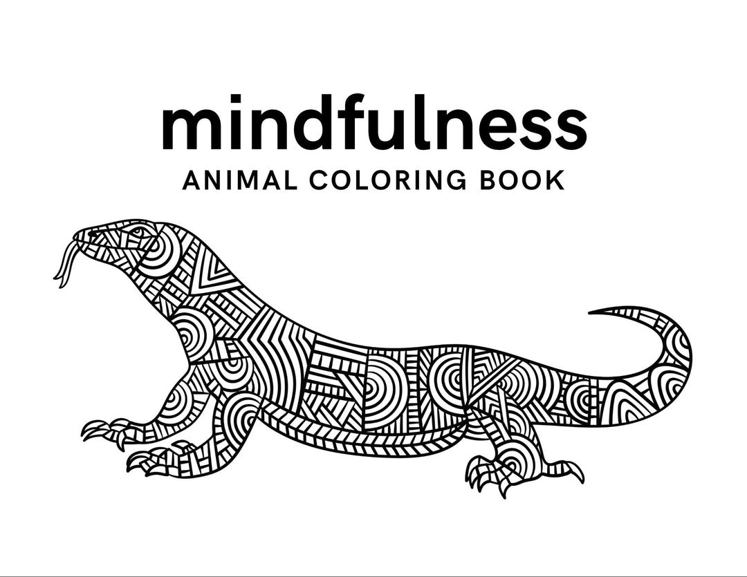 Mindfulness Animal Coloring Book, Animal Digital Prints, Activity, Teen ...