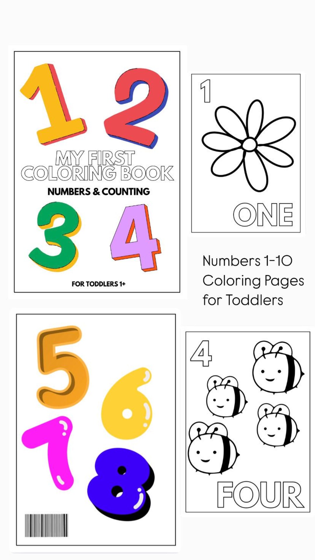 Printable Toddler Numbers & Counting Coloring Book, Digital Prints ...