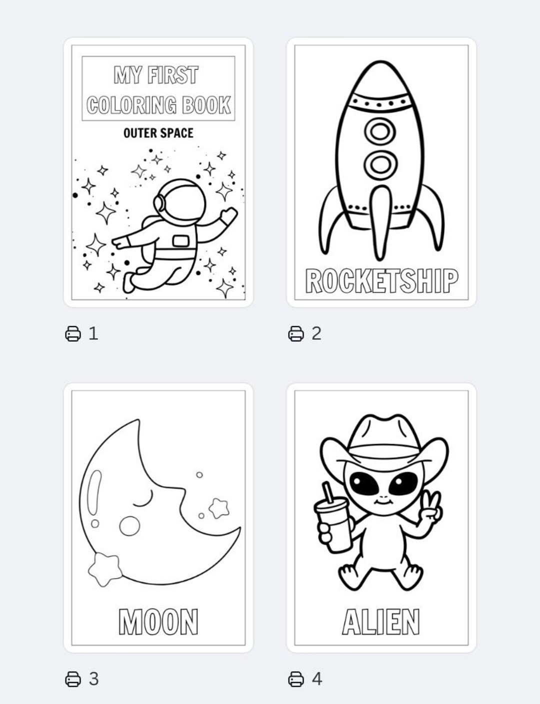7 Space Theme Coloring Pages, Space Digital, Stars & Planets, Printable ...