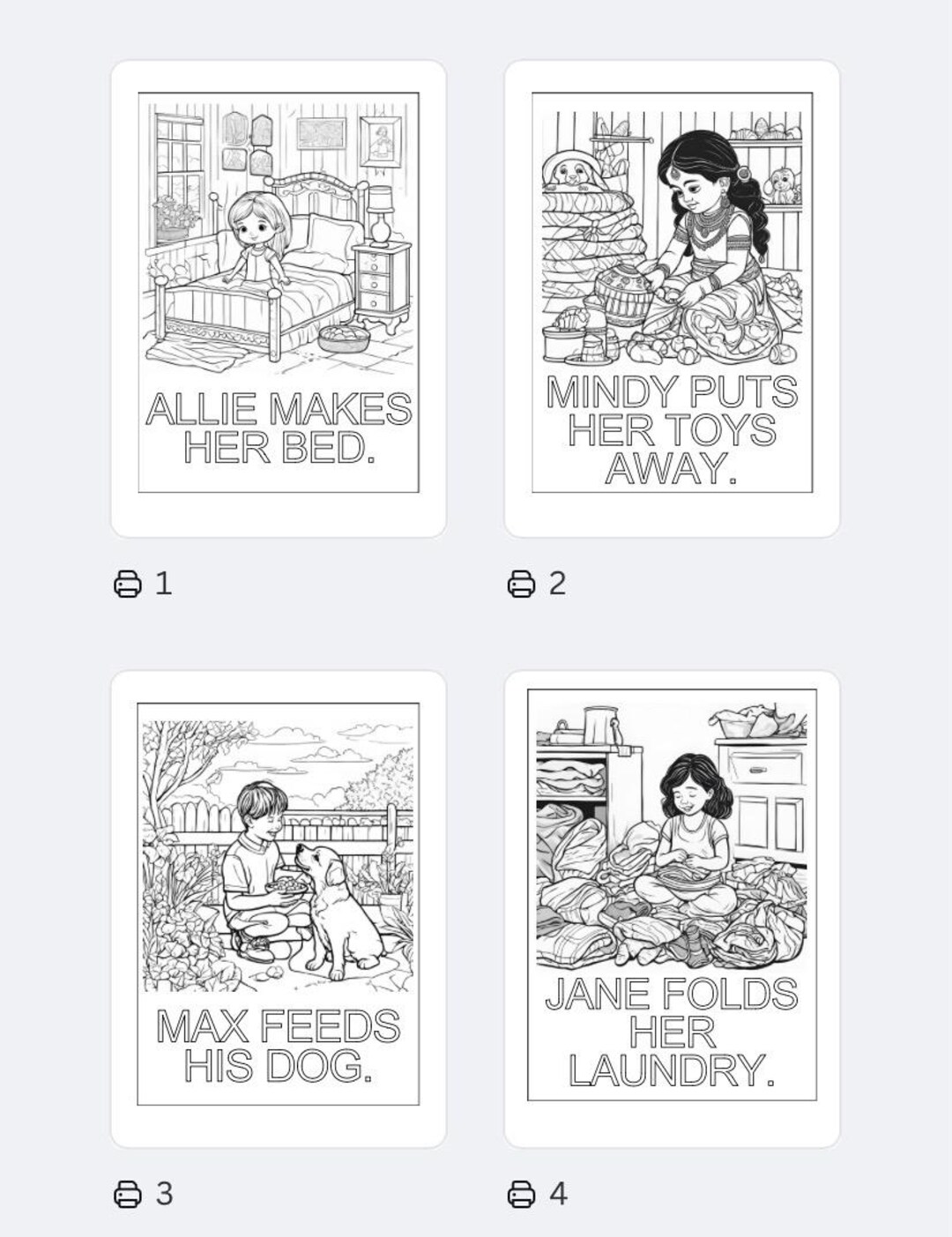 Digital Download Chores Theme Coloring Sheets/book, Instant Download ...