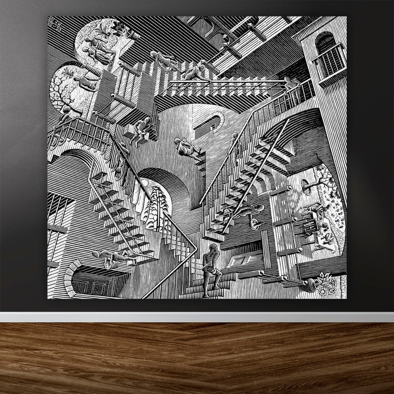Escher Relativity Canvas Print: Optical Illusion Surreal Art - Etsy