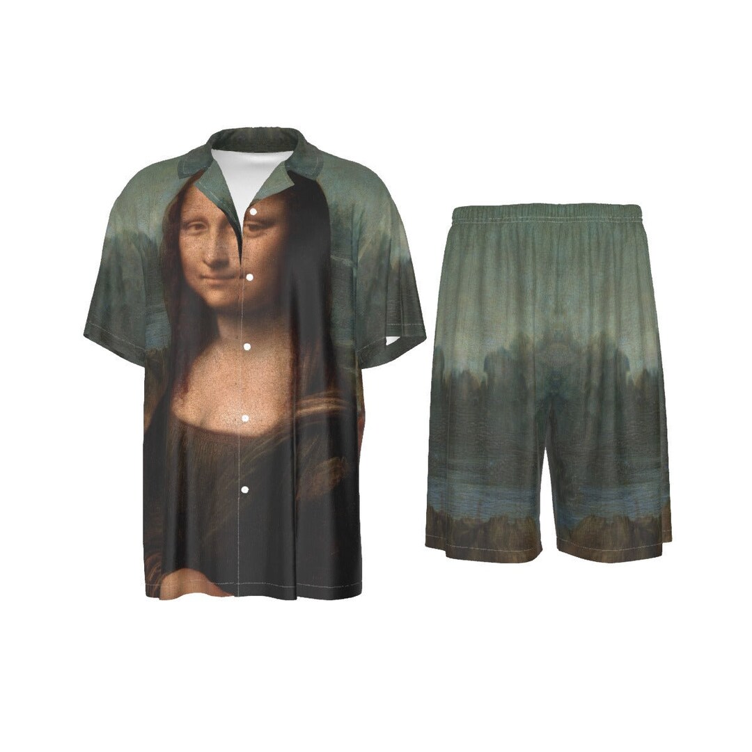 The Mona Lisa by Leonardo Da Vinci Art Silk Shirt Suit Set Iconic ...