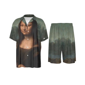 The Mona Lisa by Leonardo Da Vinci Art Silk Shirt Suit Set Iconic ...