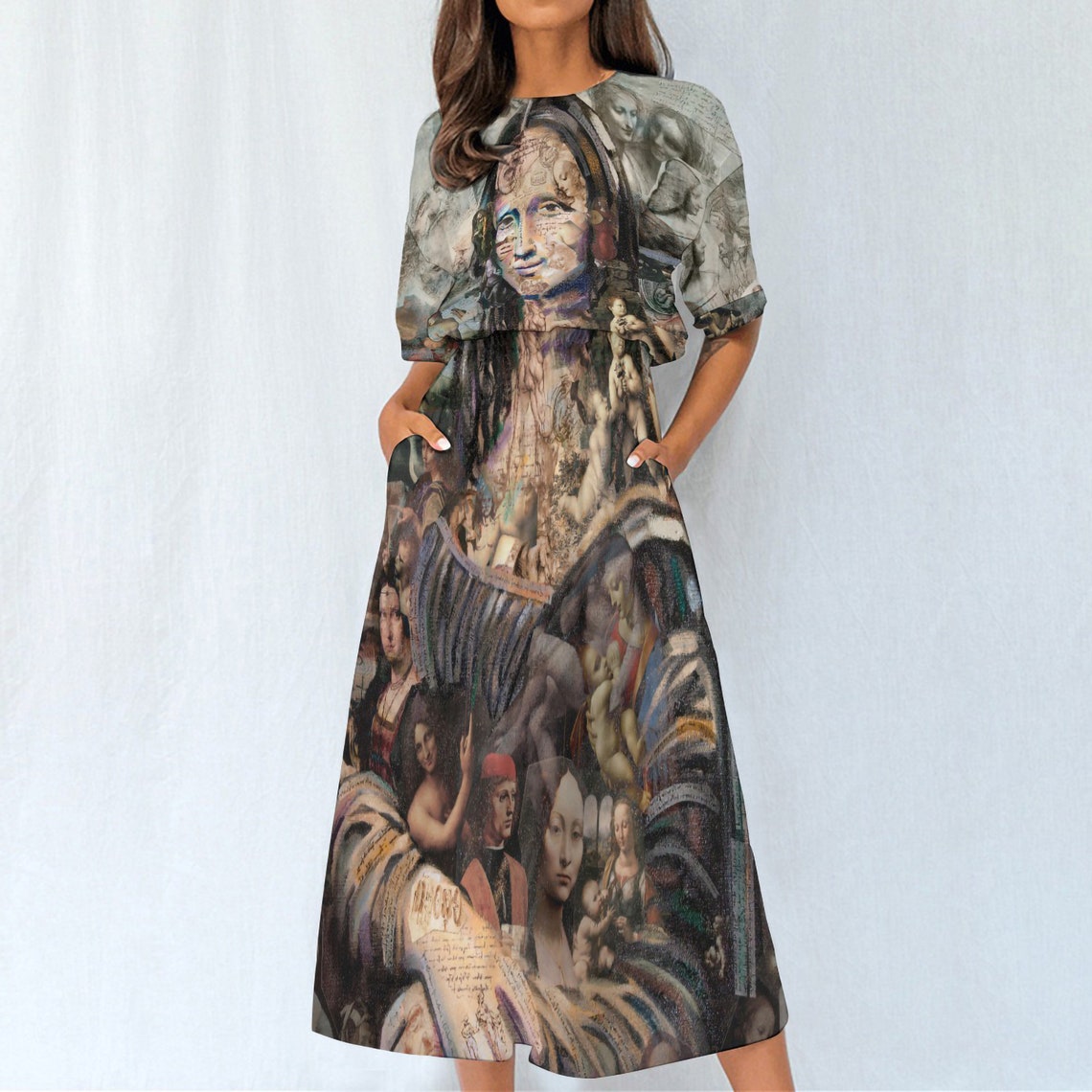 Mona Lisa Surrealism Collage Women's Dress: Renaissance Art Fashion - Etsy