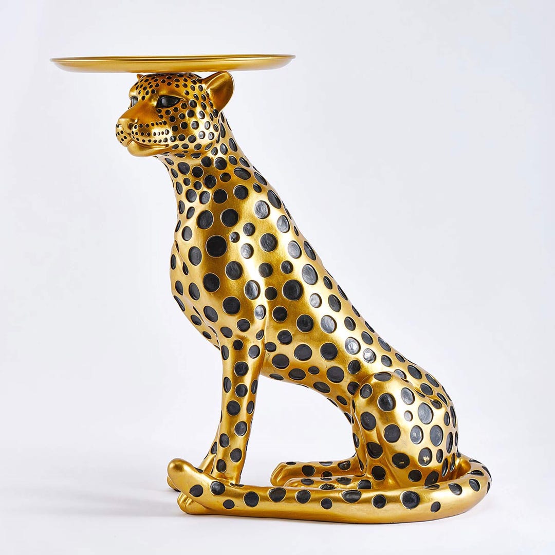 Golden Leopard Side Table: Modern Animal Sculpture, Art Decor - Etsy
