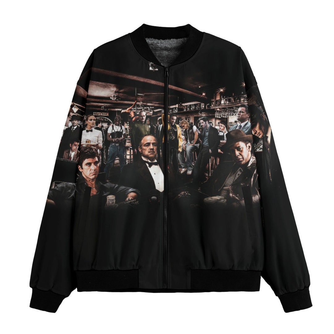 Iconic Gangsters Fleece Bomber Jacket: Movie Legends Outerwear - Etsy