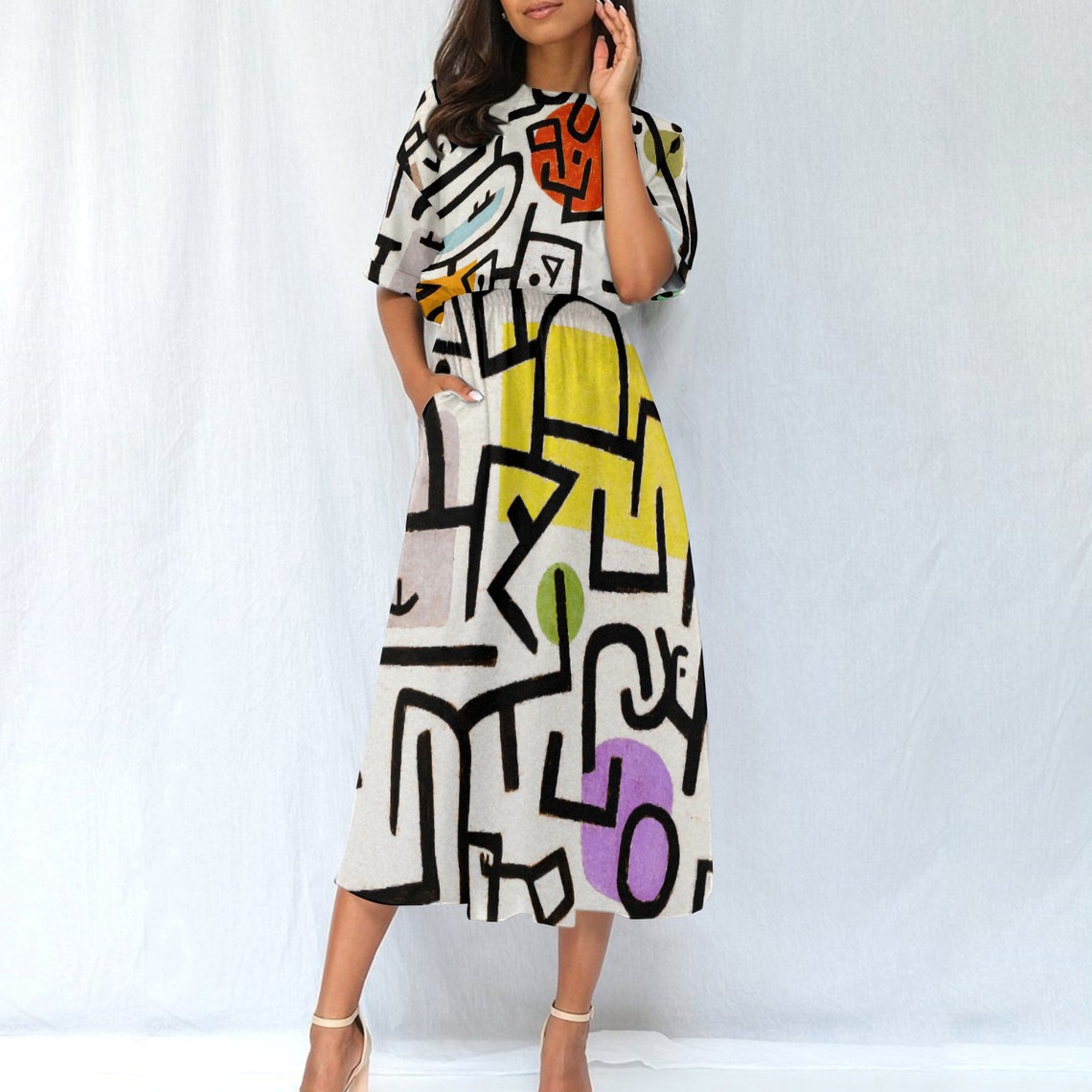 Paul Klee Rich Port Women's Waist Dress Famous Painting Art Clothing ...