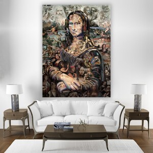 Mona Lisa Leonardo Da Vinci Surrealism Collage Canvas Poster Wall Art ...