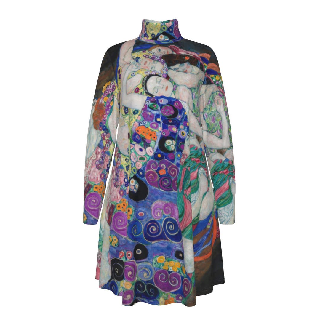 Gustav Klimt the Virgin Dress Art Nouveau Long Sleeve High Neck Gown ...