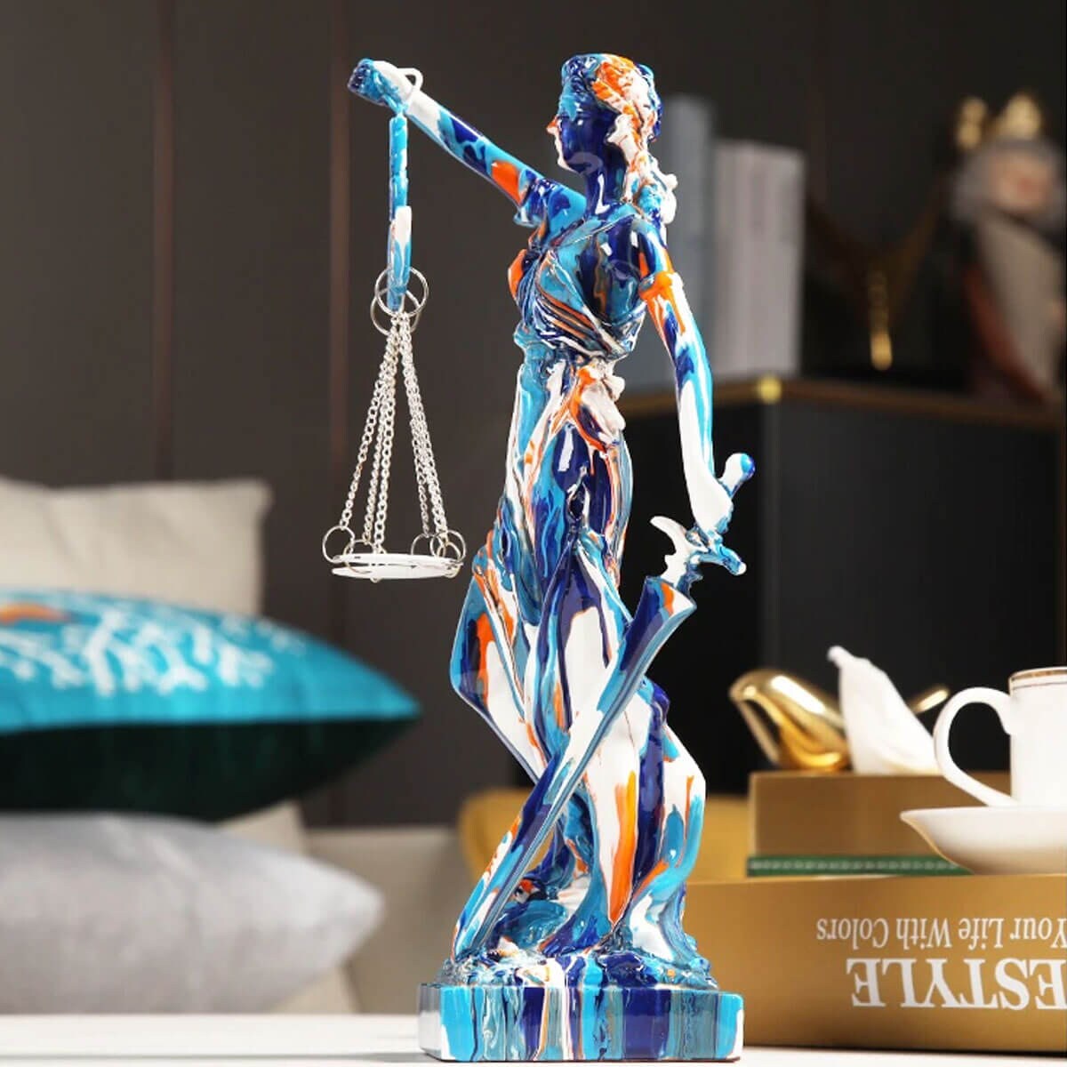 Lawyer Sculpture Justice Goddess Colorful Abstract Resin Statue Law ...