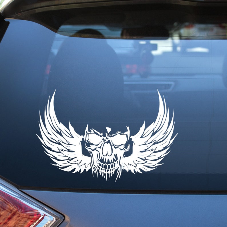 Skull With Wings Decal Skull Vinyl Decal Skull Sticker - Etsy