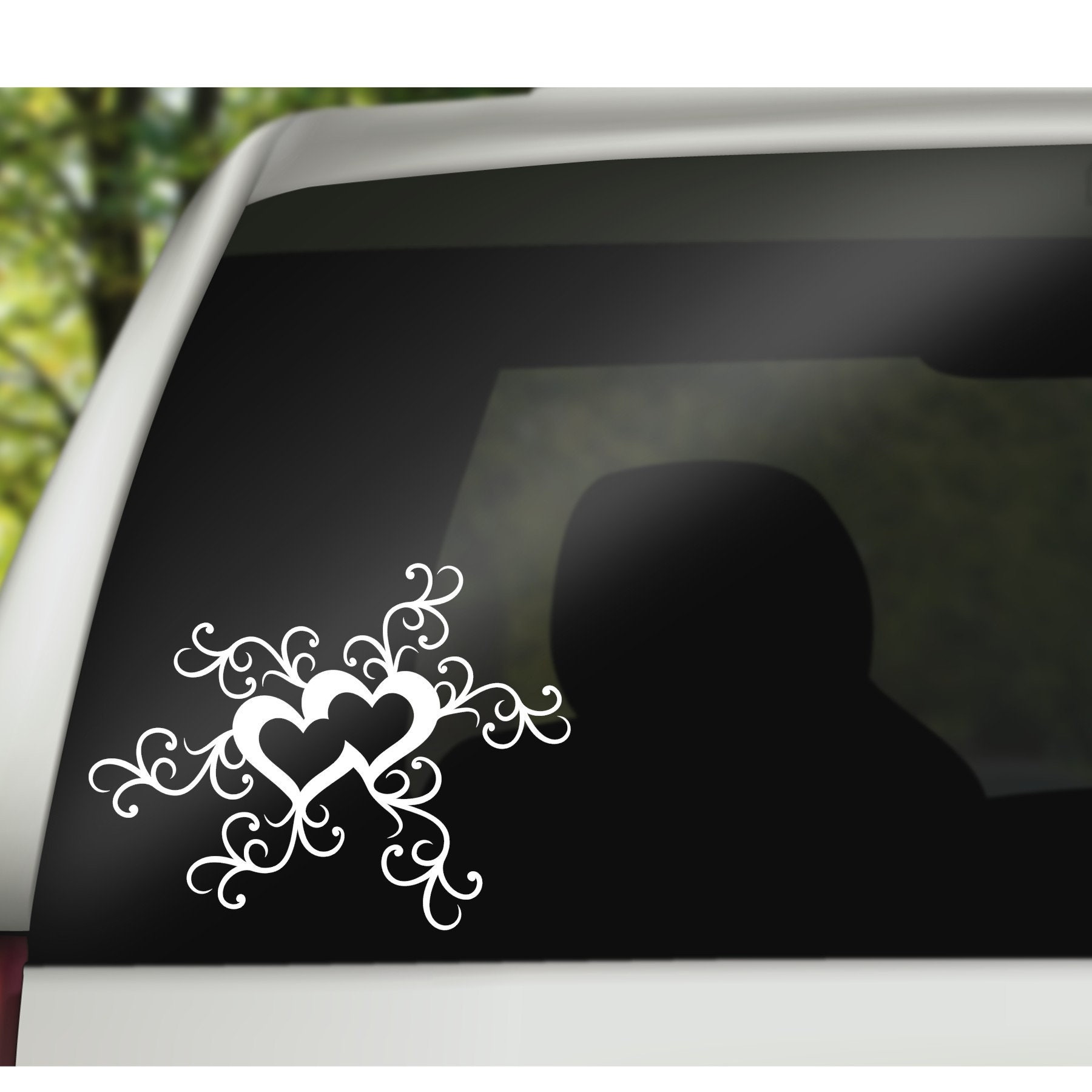 Heart Car Decal, Heart Car Window Decal, Heart Swirl Decal, Heart Decal ...