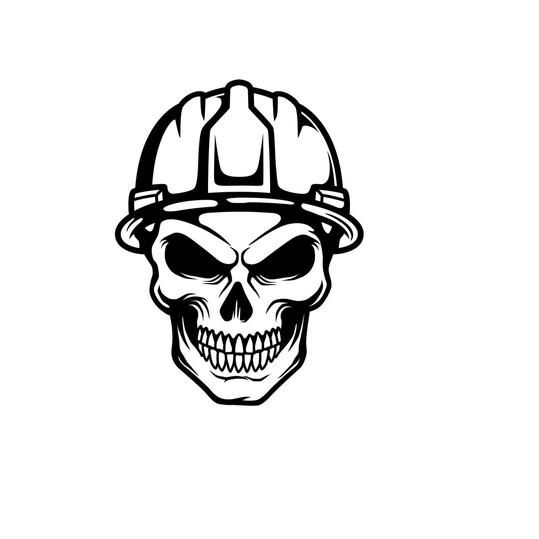 Skull With Construction Hat Decal, Skull Decal, Construction Skull ...