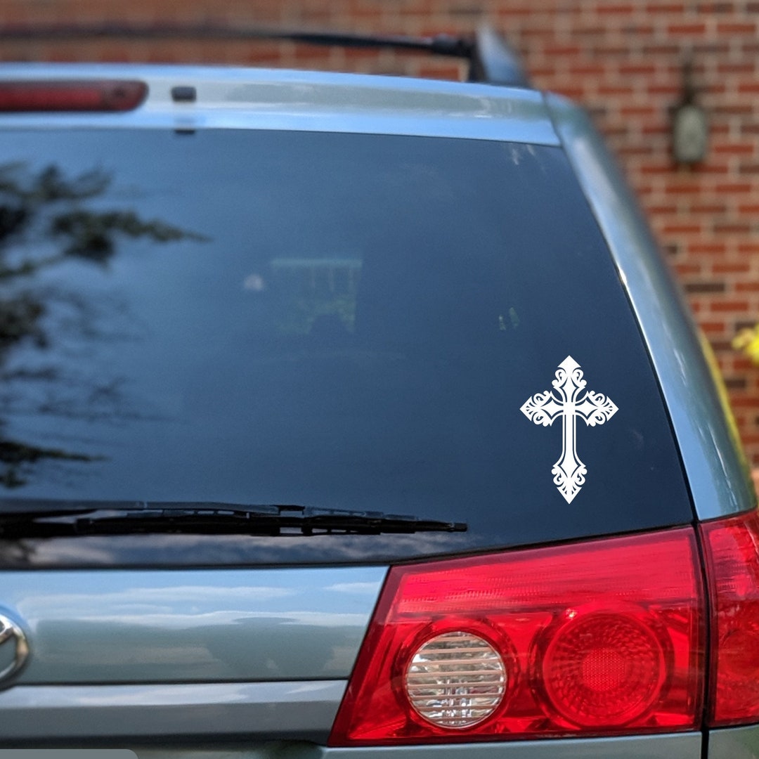 Cross Vinyl Decal, Cross Decal, Cross Car Window Decal, Cross Window ...