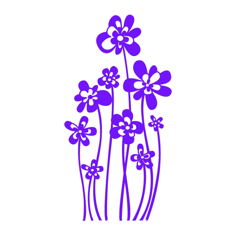 Flowers With Stems Decal Flower Vinyl Decal Flower Vinyl - Etsy