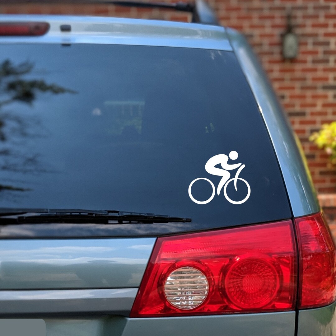 Cyclist Vinyl Decal, Cyclist Window Decal, Cyclist Decal, Cyclist Rear ...