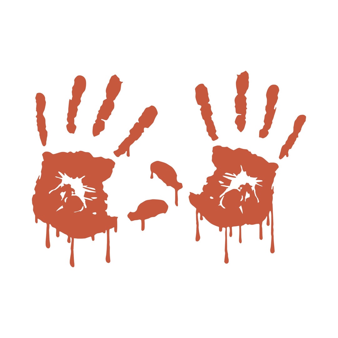 Bloody Hand Print Wall Art, Halloween Wall Decals, Halloween Wall Decor ...
