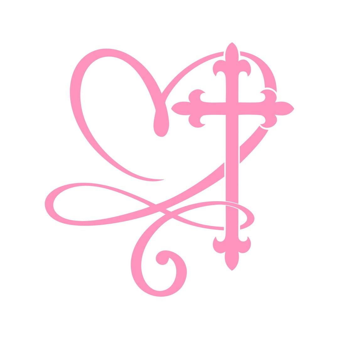 Cross With Heart Vinyl Decal, Cross Decal, Heart Vinyl Decal, Cross and ...