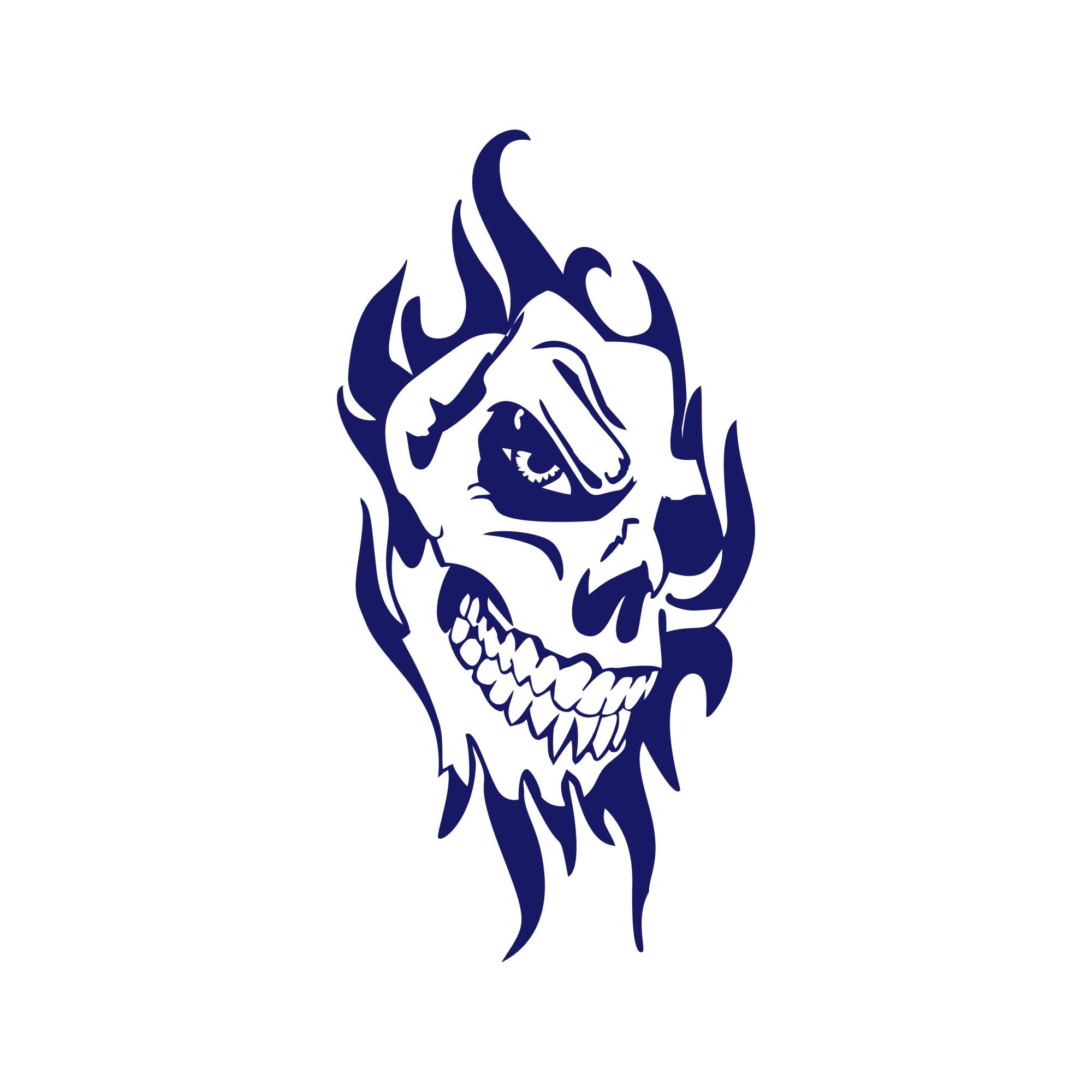Skull Vinyl Decal, Skull With Flames Decal, Skull With Flames Sticker ...