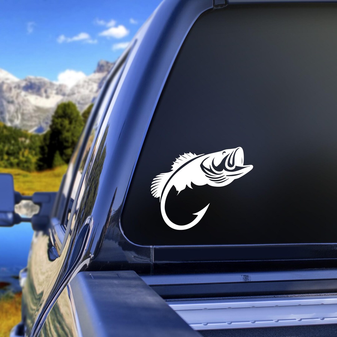 Fishing Decal, Fish Hook Sticker, Fishing Decal for Car, Bass Decal - Etsy